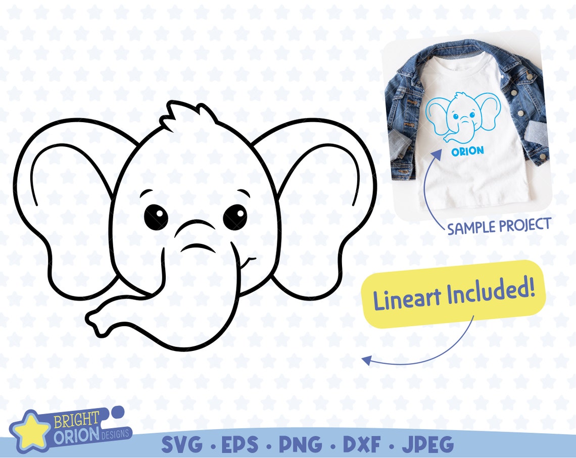 Cute Baby Elephant Face Svg, Baby Elephant Head Png, Safari Animal Svg ...