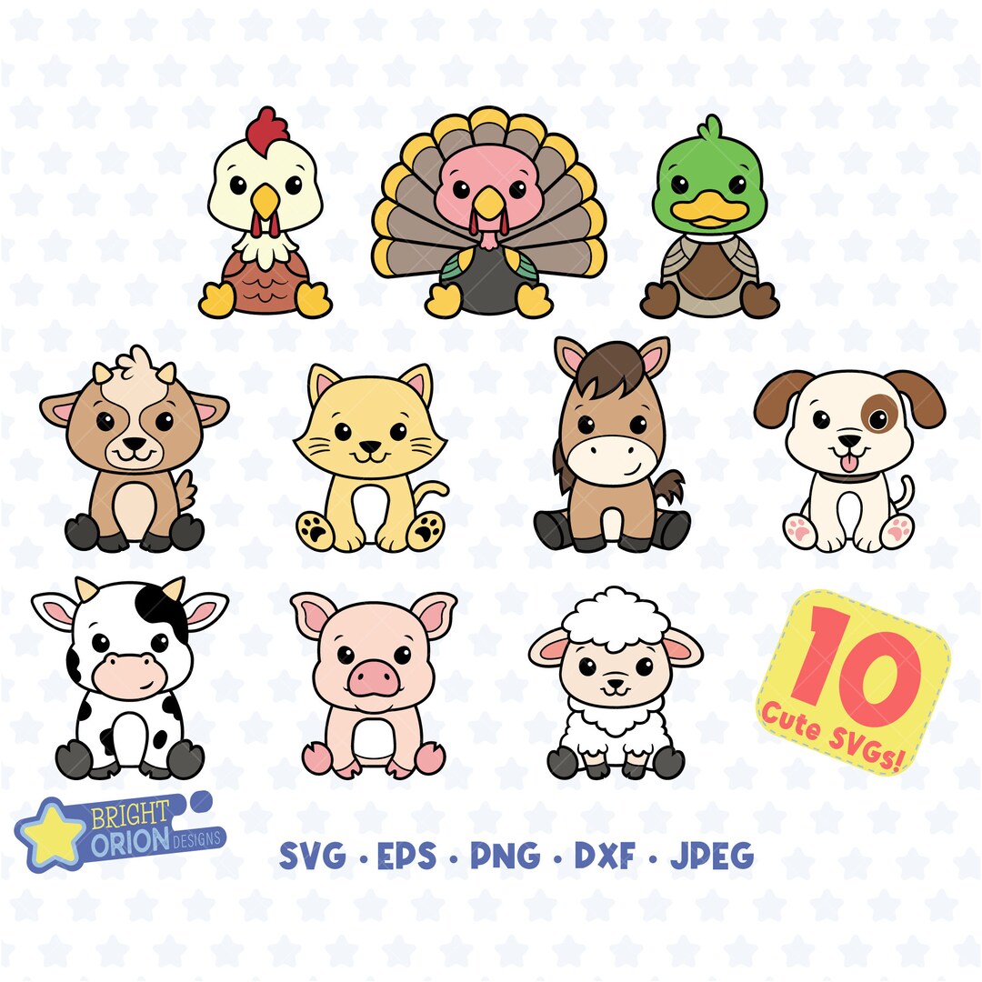 Farm Animals SVG Bundle, Chicken, Turkey, Duck, Goat, Cat, Horse, Dog ...