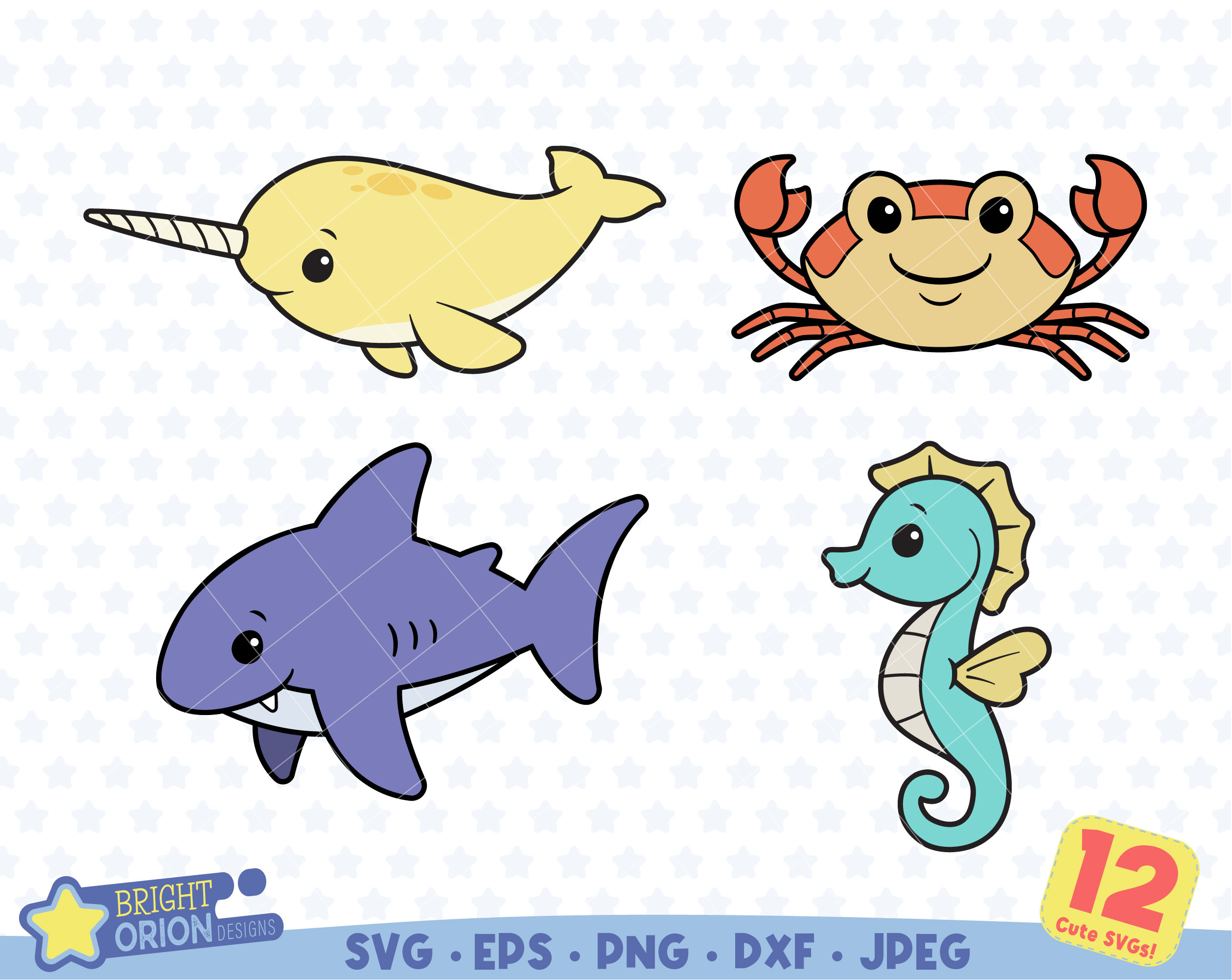 Sea Creatures Svg Bundle, Ocean Animal Png, Whale, Fish, Dolphin ...
