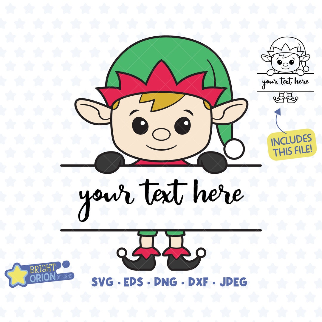 Christmas Elf Split Monogram SVG, Baby Christmas Cut File, Merry ...