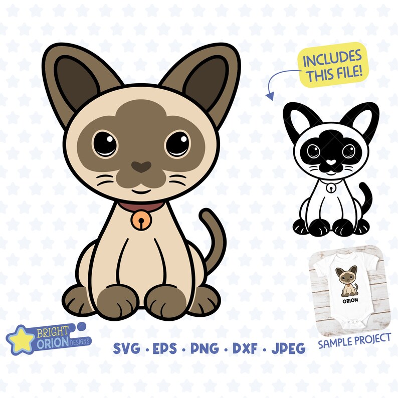 Cute Siamese Cat Svg Kitten Png Kawaii Animal Jpeg Pet Eps - Etsy