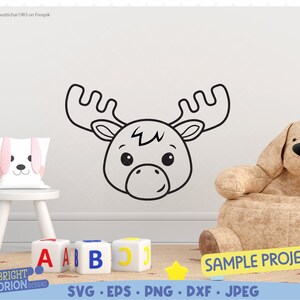 Cute Baby Moose Face Svg, Moose Face Png, Reindeer Svg, Woodland ...