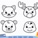 Woodland Animals Faces Outline SVG Bundle, Cute Baby Animals Png, Fox ...