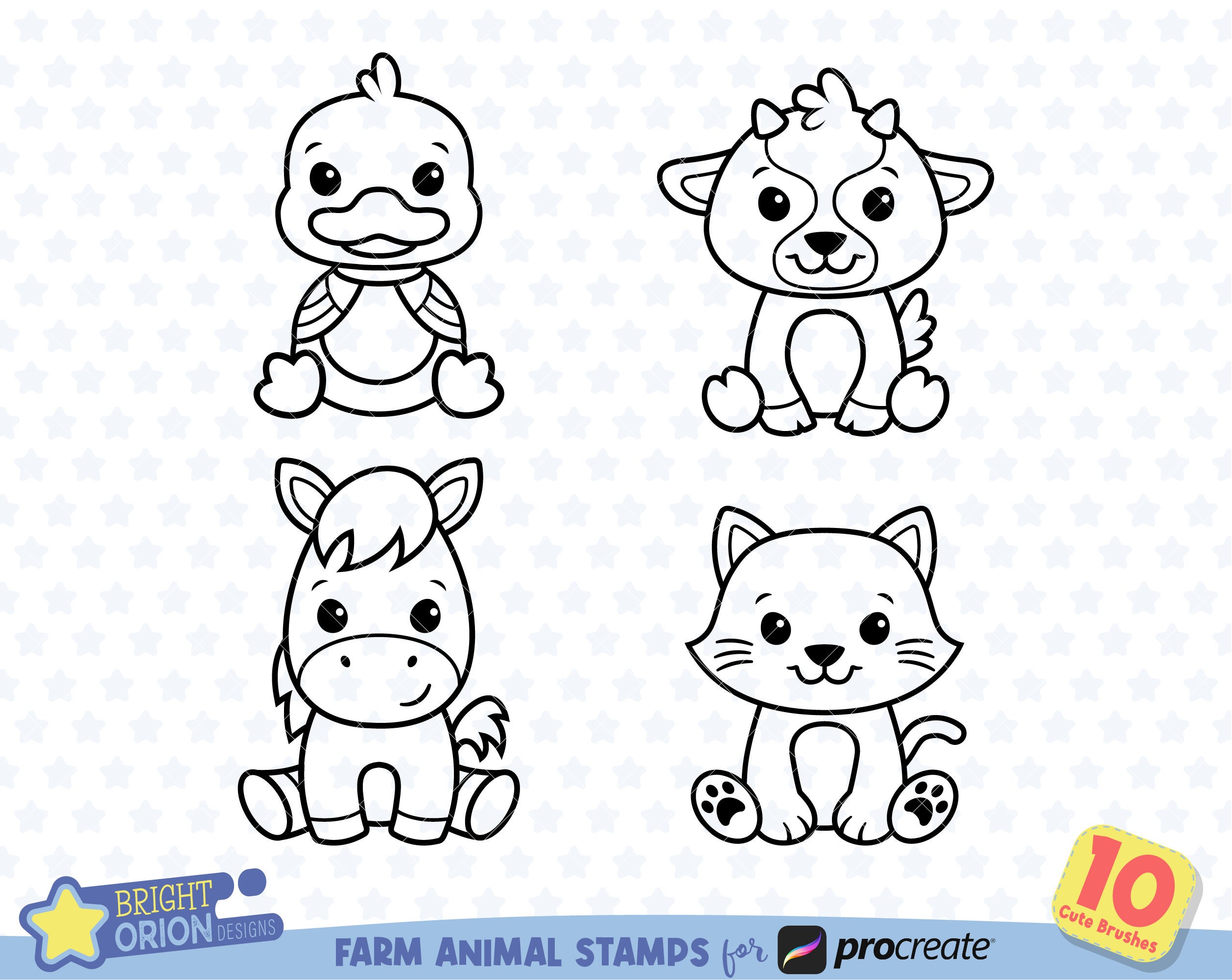 Procreate Farm Animals Stamps Procreate Farmhouse Brushes - Etsy