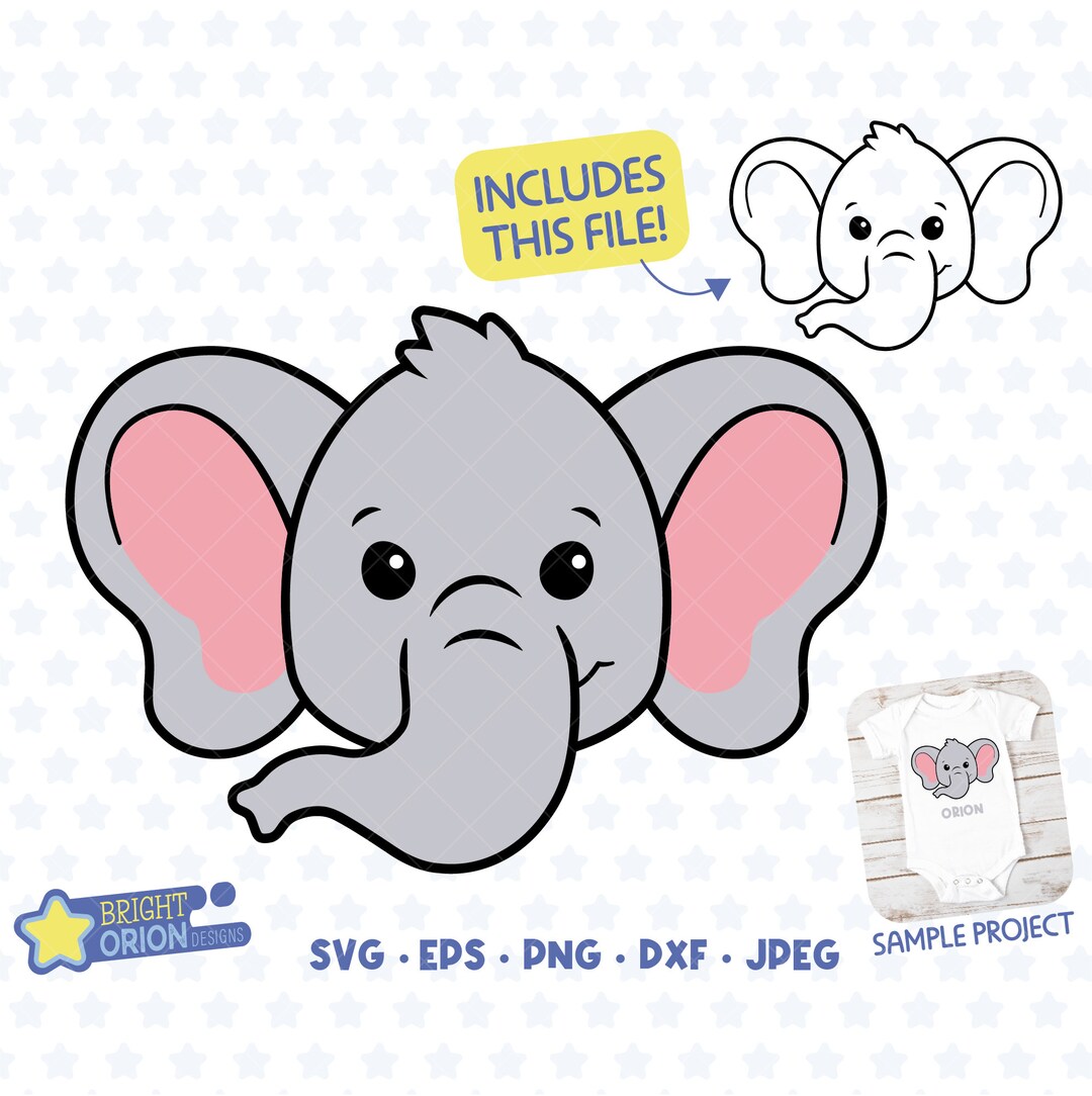 Cute Baby Elephant Face Svg, Baby Elephant Head Png, Safari Animal Svg ...