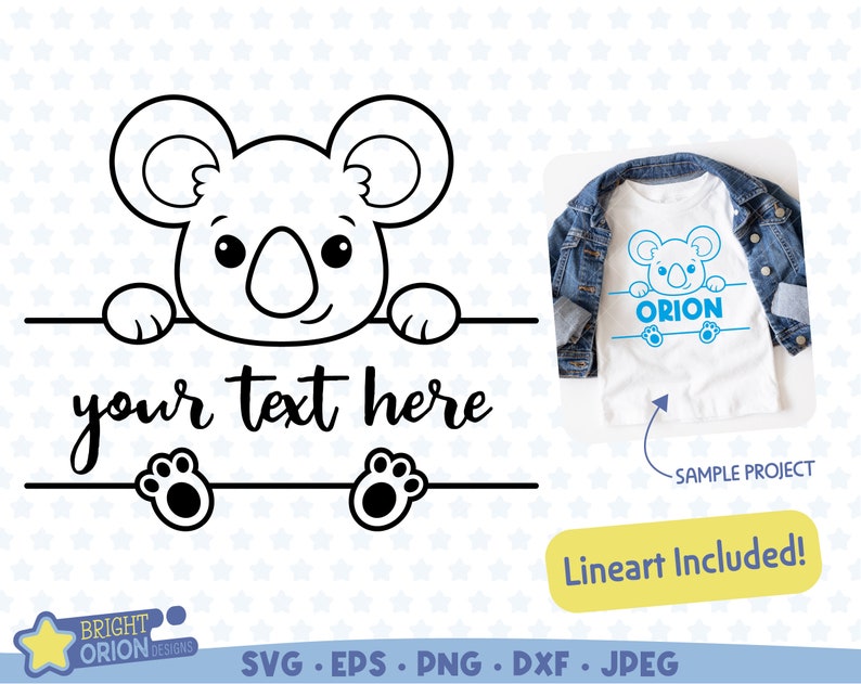 Cute Baby Koala Split Monogram Svg, Name Frame, Safari Animal Png ...
