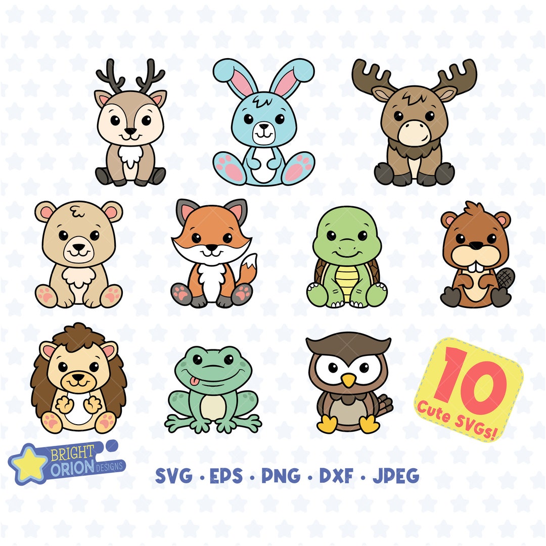 Woodland Animals SVG Bundle, Cute Baby Animals Png, Fox, Hedgehog ...