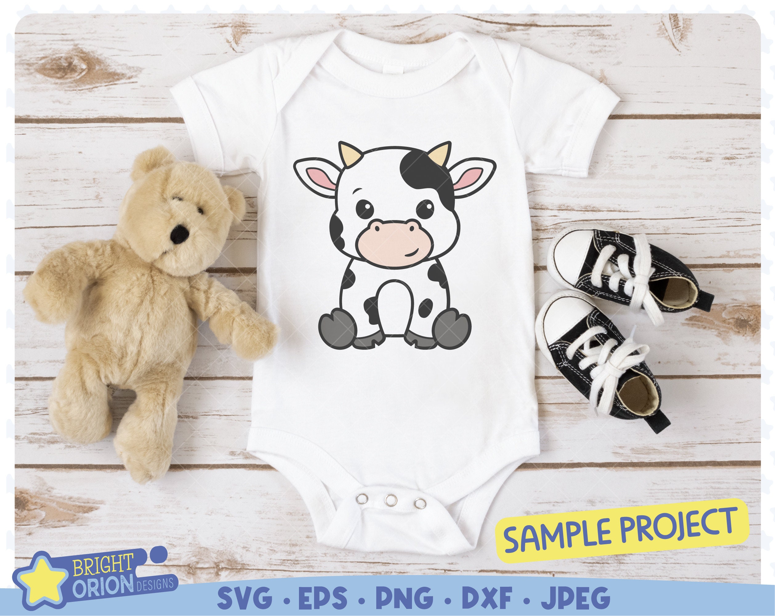 Cute Baby Cow Svg, Baby Cow Clipart, Kawaii Cow, Farm Life Svg, Cow Cut ...