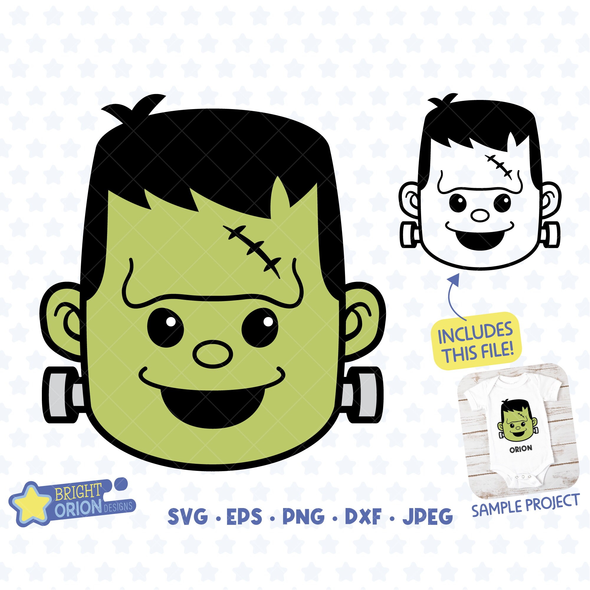 Cute Cartoon Frankenstein Face