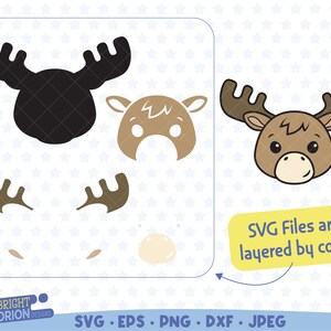 Cute Baby Moose Face Svg, Moose Face Png, Reindeer Svg, Woodland ...