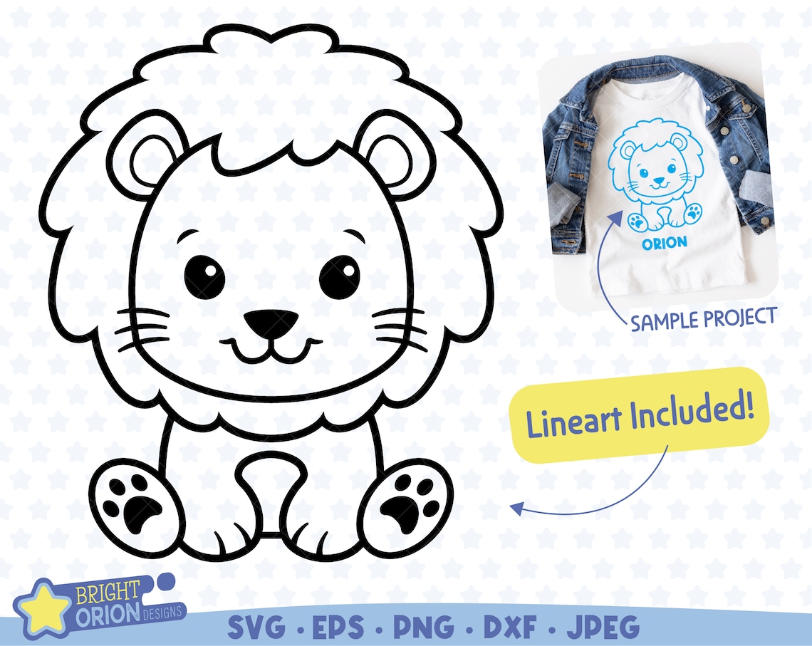 Cute Lion Cub Svg, Safari Animal Cutfile, Jungle Baby Shower Png ...