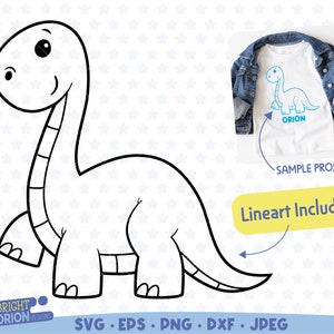 Cute Brontosaurus Svg, Dinosaur Outline Svg, Dino Svg, Baby Dinosaur ...