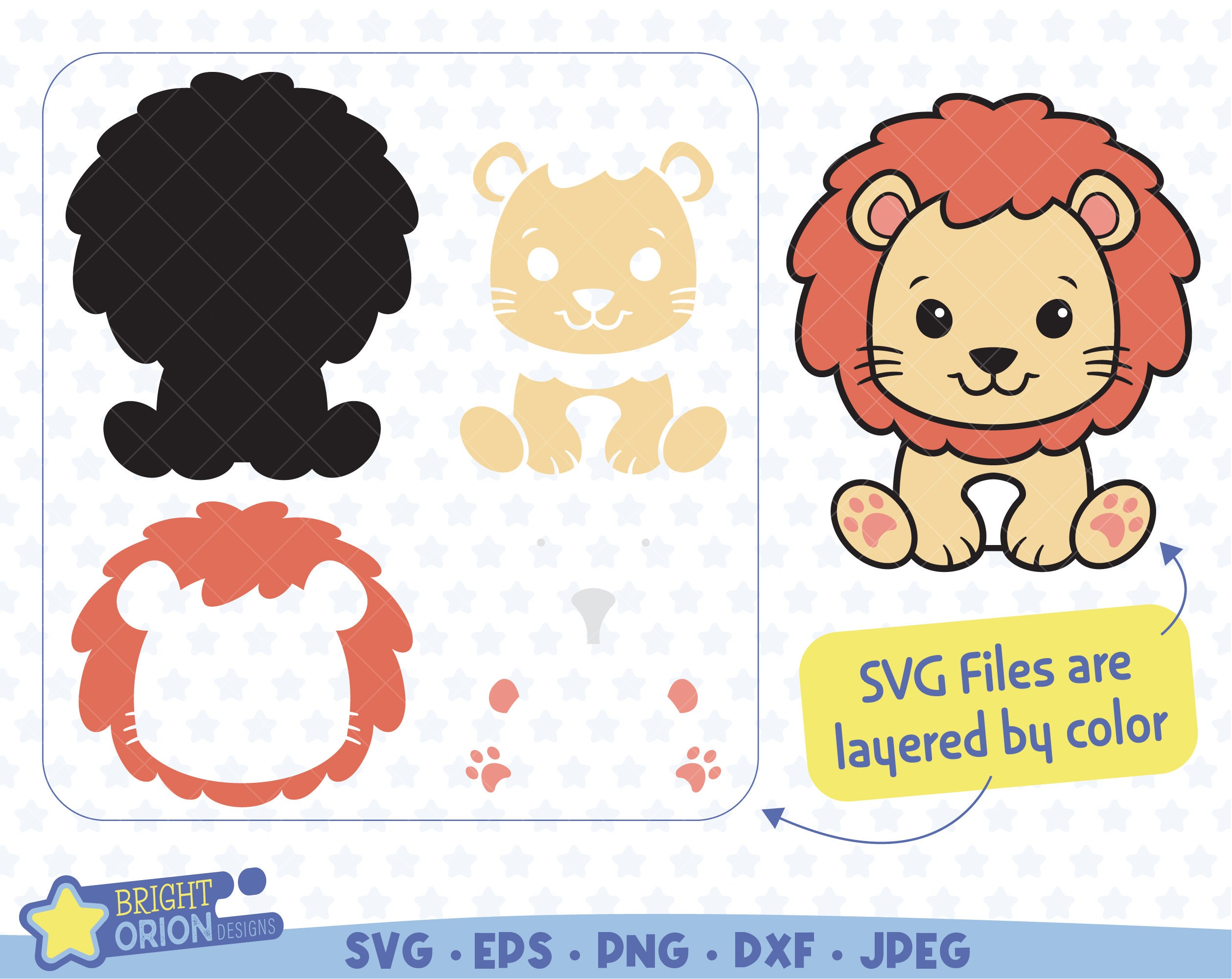 Cute Lion Cub Svg, Safari Animal Cutfile, Jungle Baby Shower Png ...