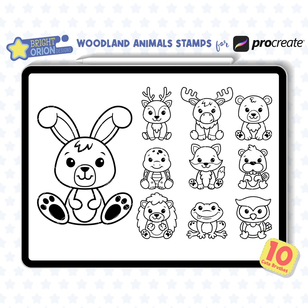 Procreate Woodland Animals Stamps, Forest Creatures Brushes for Ipad ...