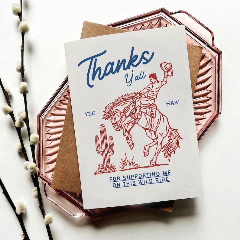 Personalized Cowboy Thank You Card: Vintage Western Rodeo (5x7) - Etsy