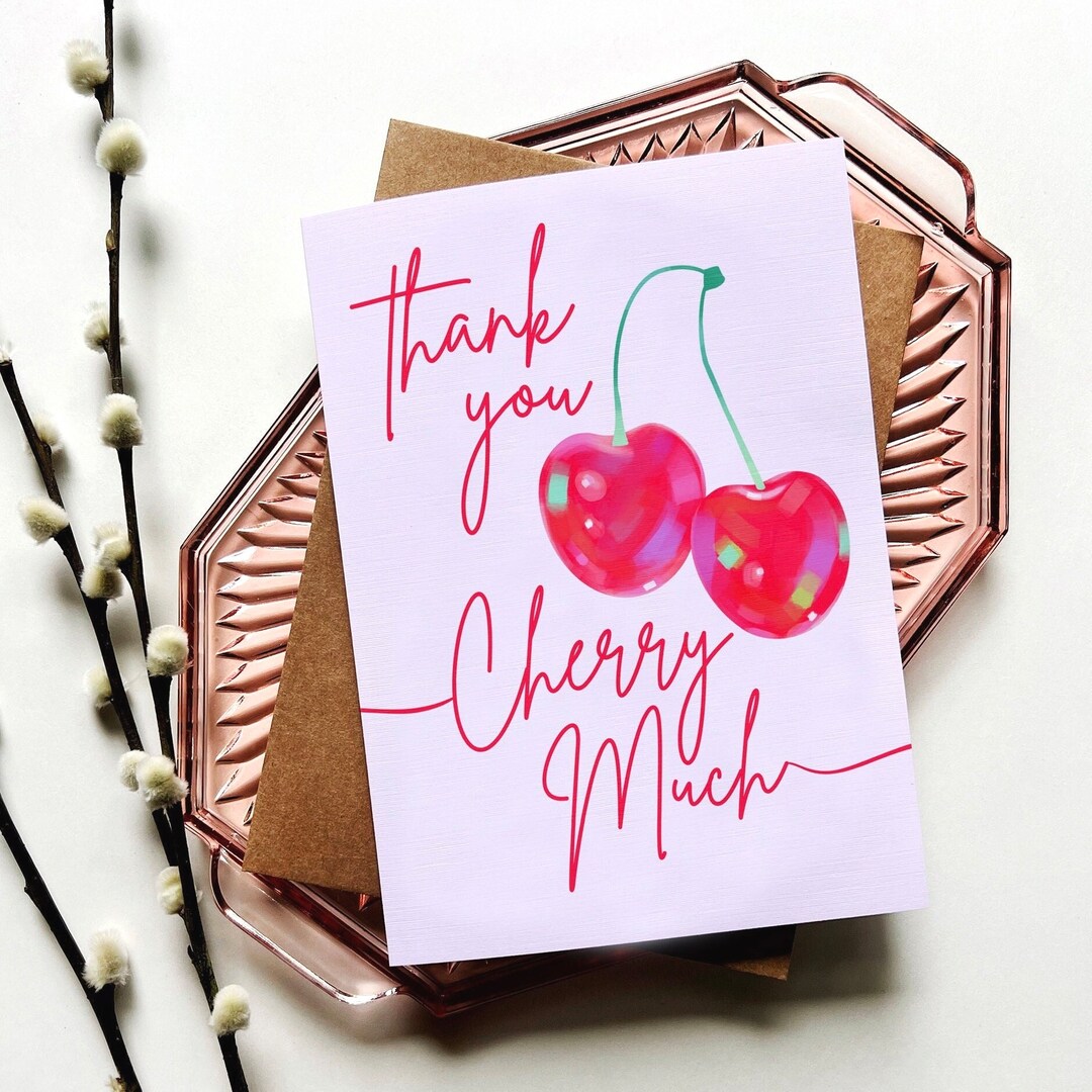 Thank You Cherry Much Thank You Card | Cute Thank You Note | Colorful ...