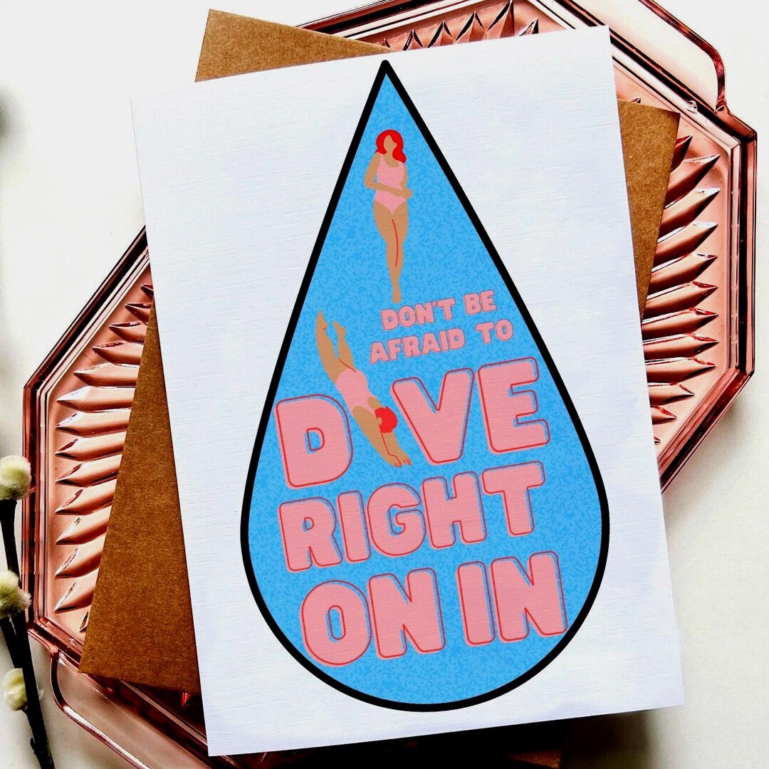 Encouragement Card: Dive Right in - A7 Linen Paper With Kraft Envelope ...