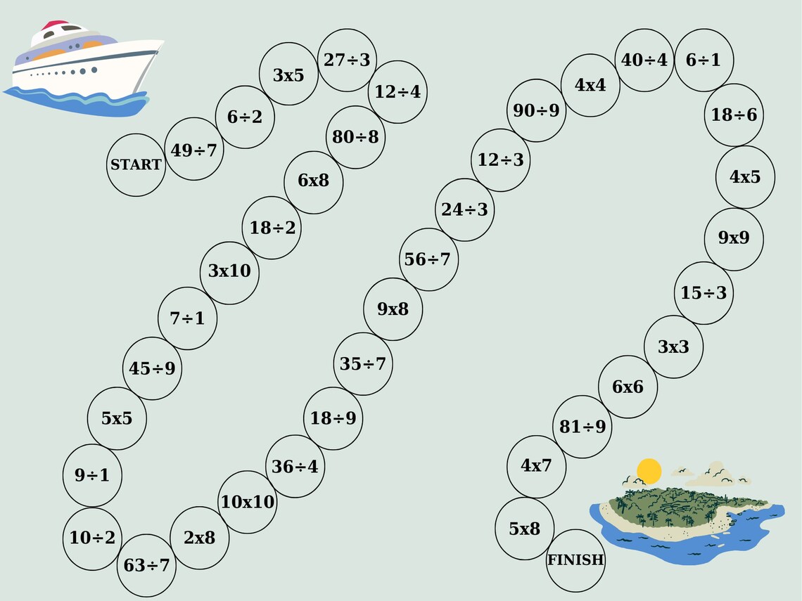 Printable Math Game for Primary School | Party Math Game | Digital Math ...