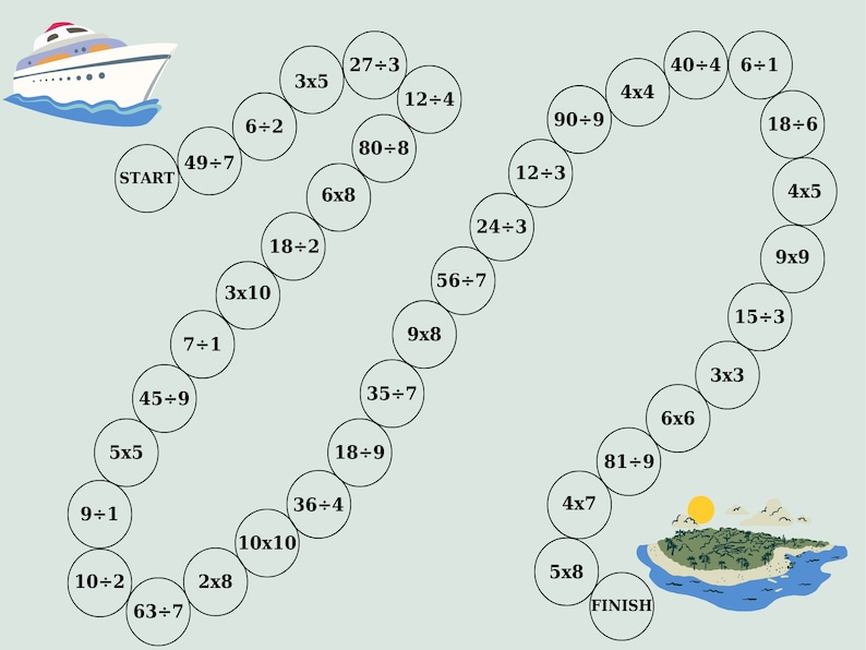 Printable Math Game for Primary School | Party Math Game | Digital Math ...