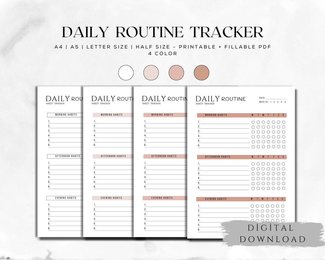 Habit Tracker Printableminimal Plannerdaily Planner - Etsy