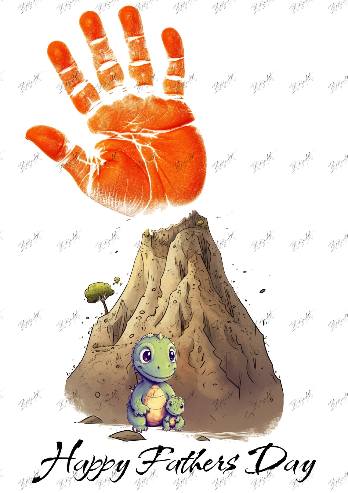 Fathers Day Handprint,fathers Day Gift,fathers Day Dino, DIY Handprint ...