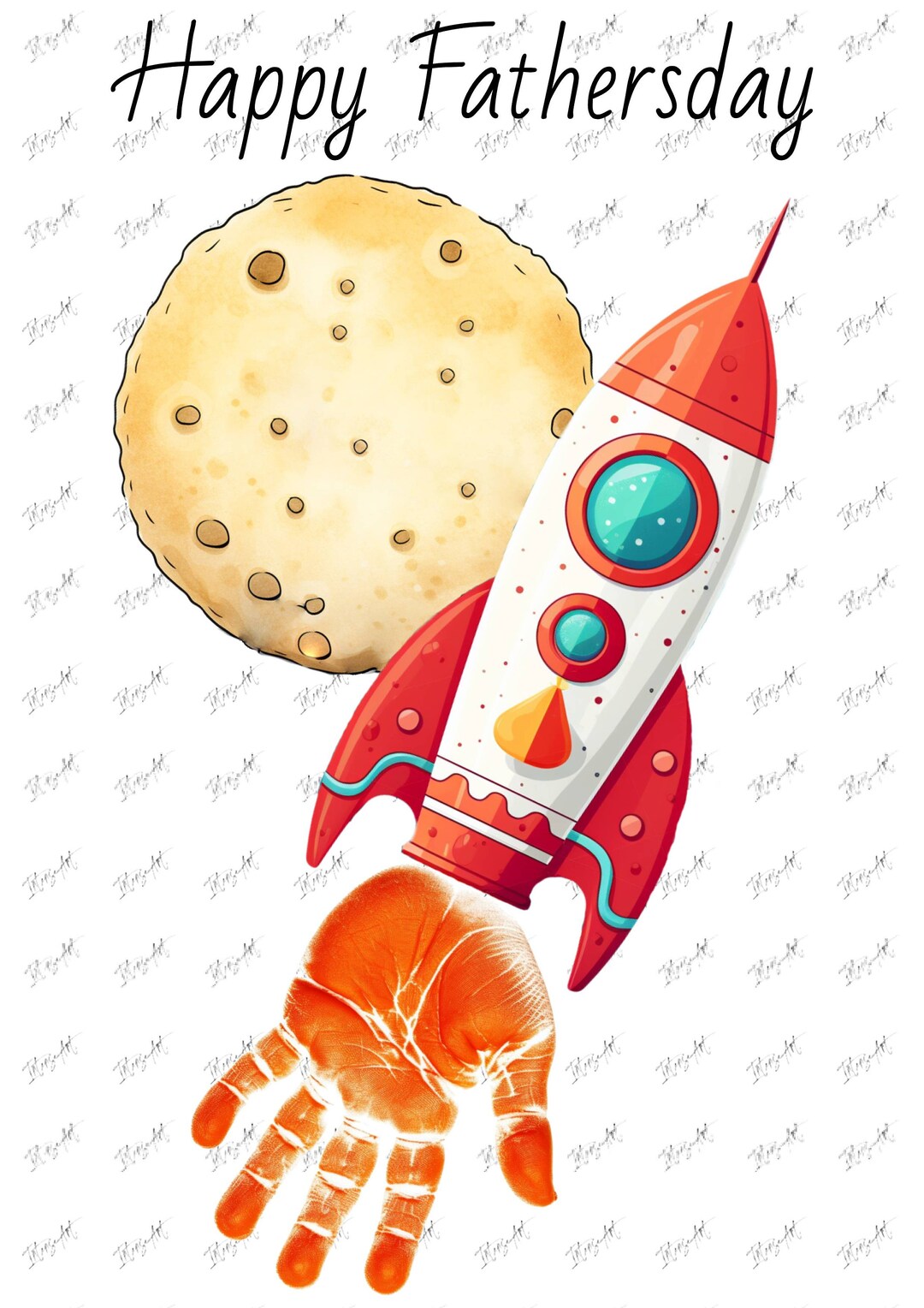 Fathers Day Handprint,fathers Day Gift,fathers Day Rocket, DIY ...