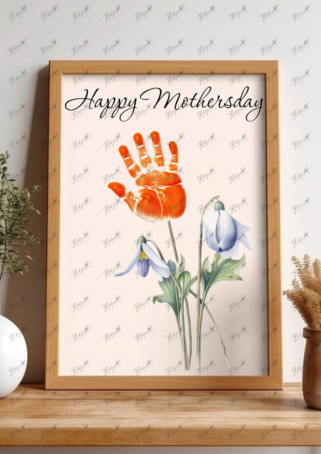 Birthflower Handprint,january Birthflower, Mothersdaygift, Newborn ...