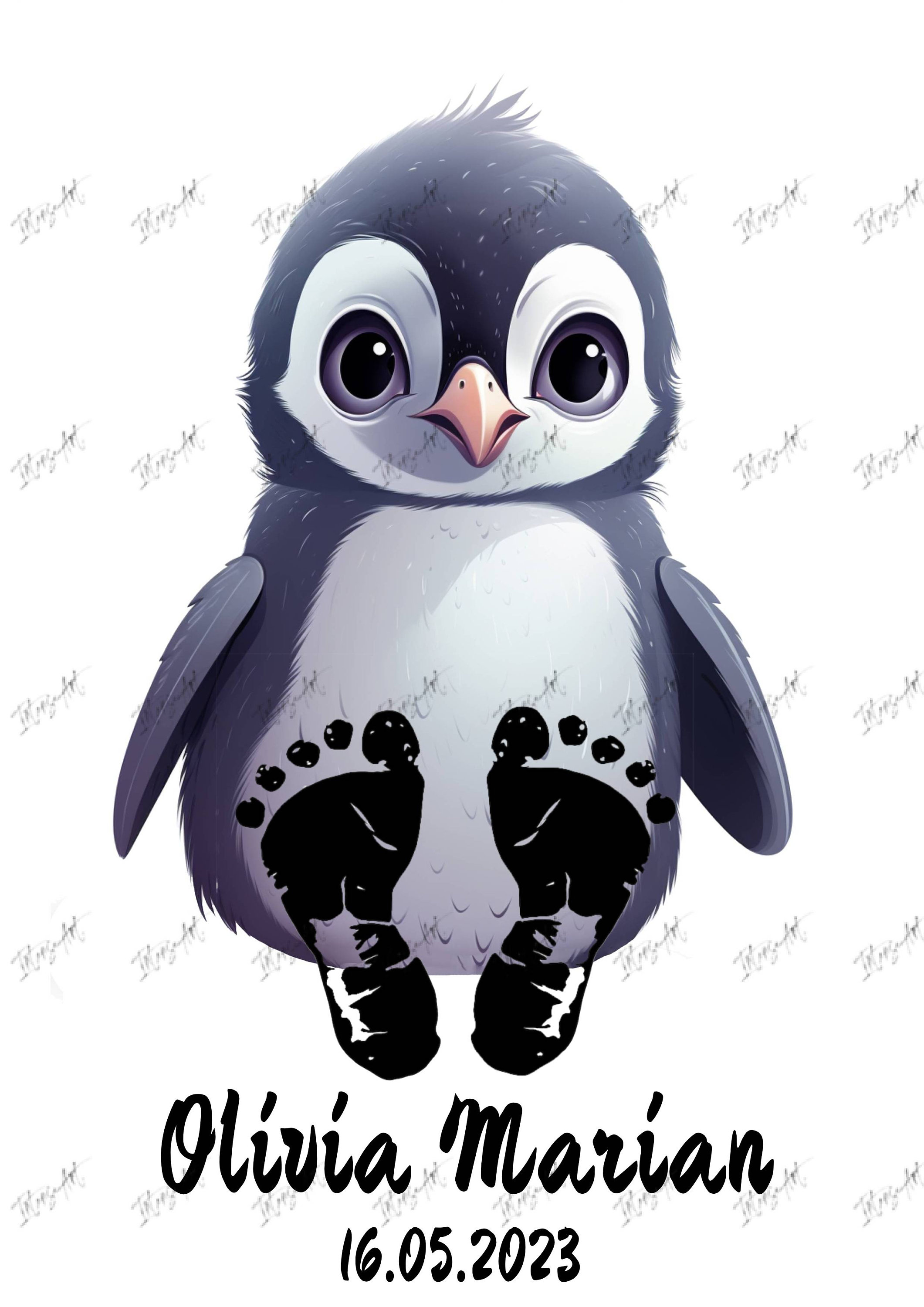 Cute Baby Penguin DIY Baby Footprint Gift Footprint Set - Etsy