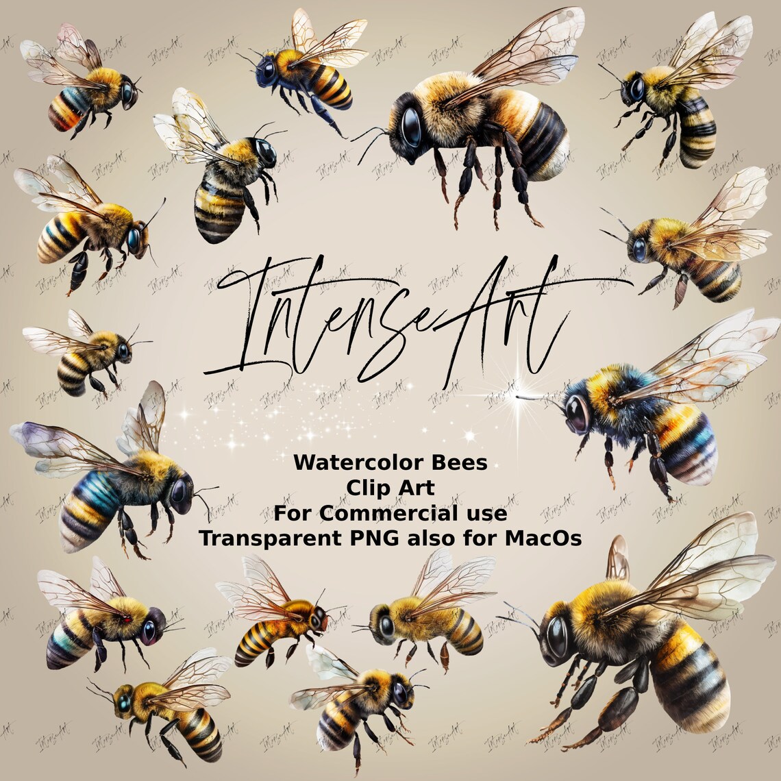 Watercolor Bee, Clipart Bee, Modern Bee Clipart, Cute Bee Clipart, Bee ...