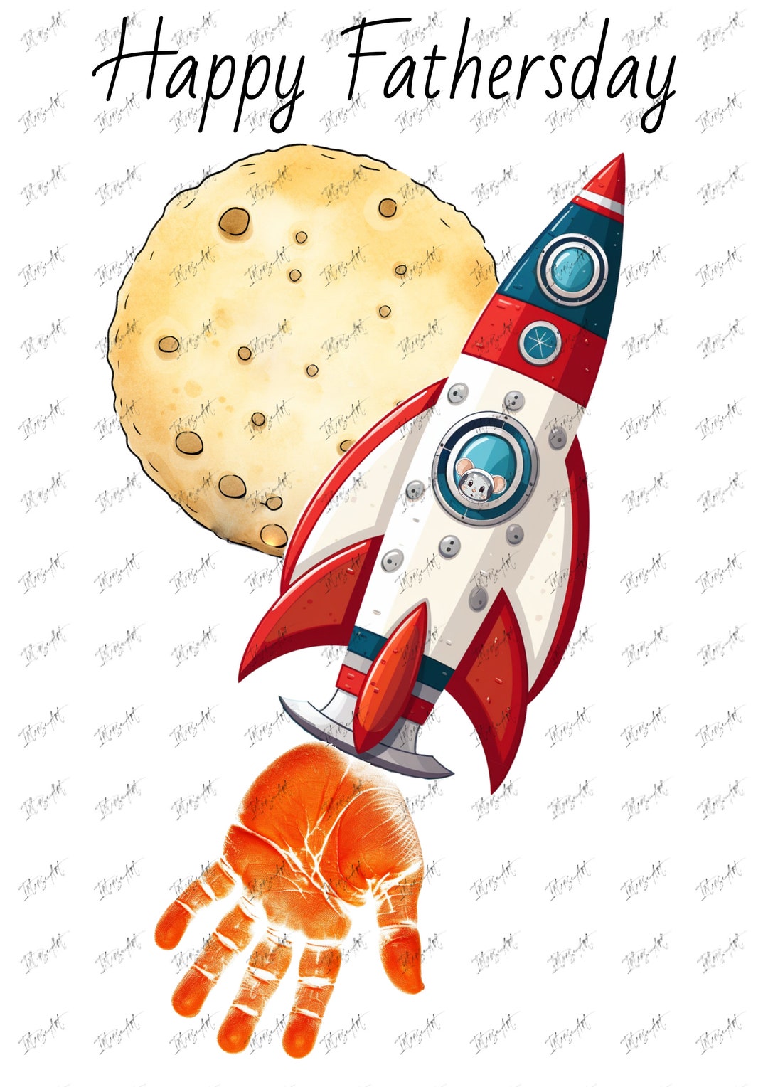 Fathers Day Handprint,fathers Day Gift,fathers Day Rocket, DIY ...