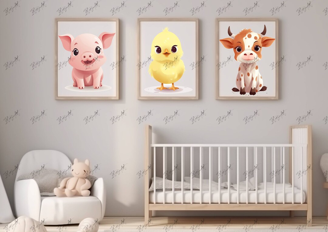 Farm Themed Childrens Room Decor - Set of Three Pictures - Printable - Etsy