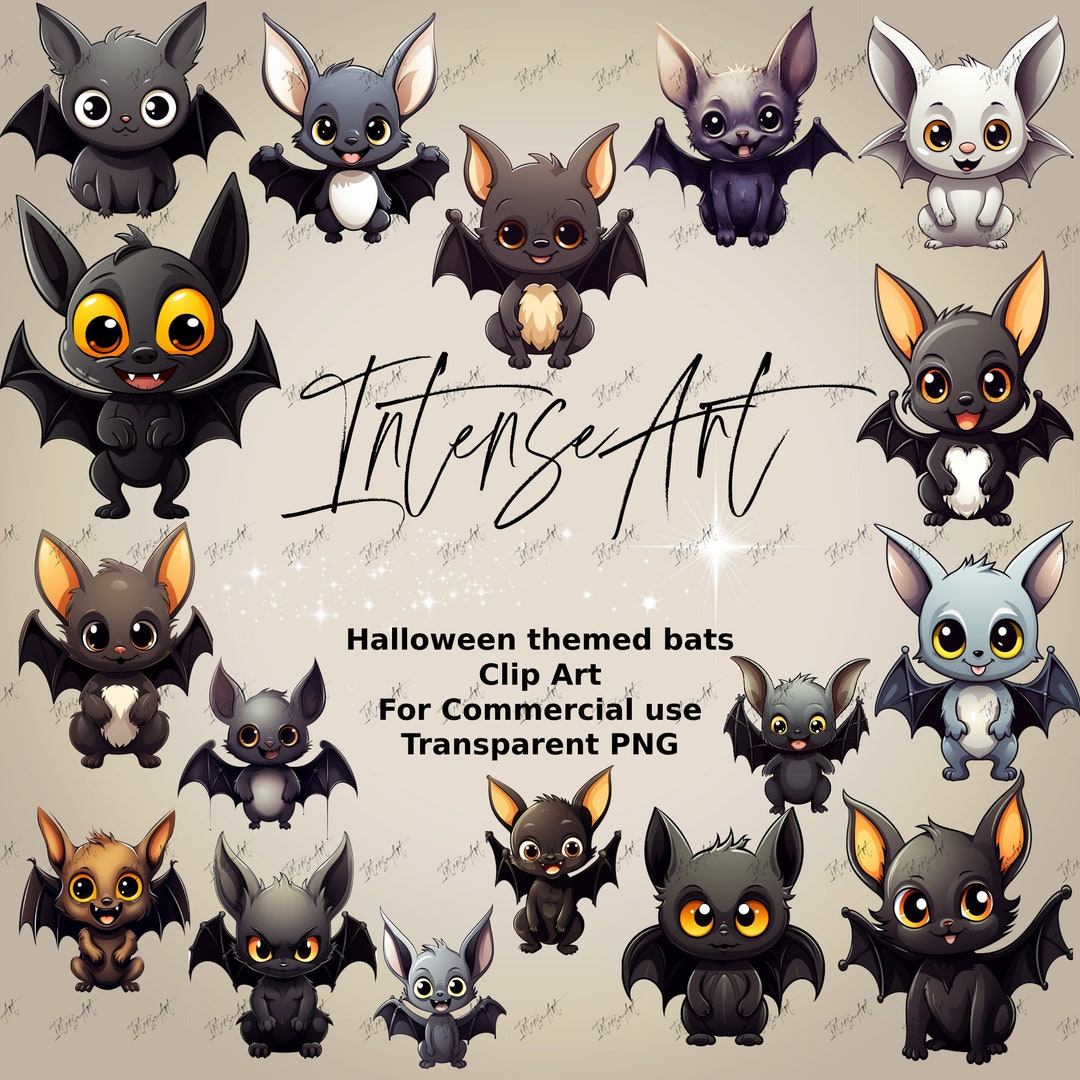 Cute Bats Halloween Bat, Clipart Bat, Modern Bat Clipart, Cute Bat ...