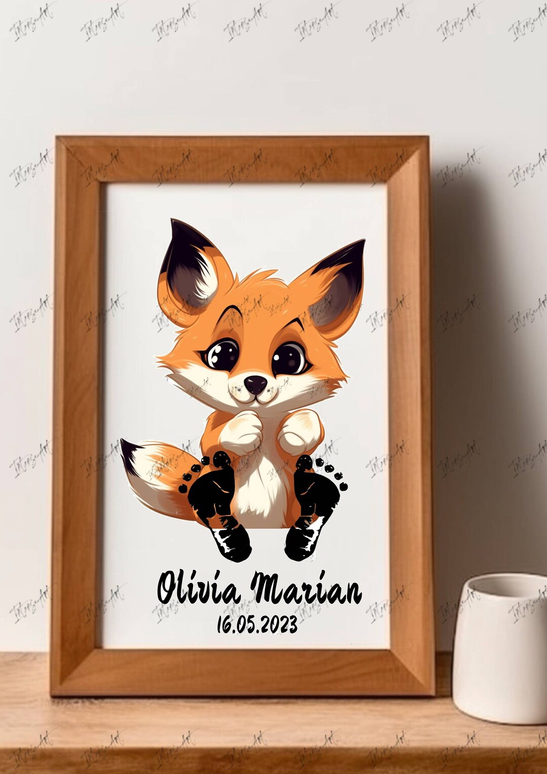 Cute Baby Fox - Baby Footprint Baby Gift, Footprint Set, Wall Decor ...