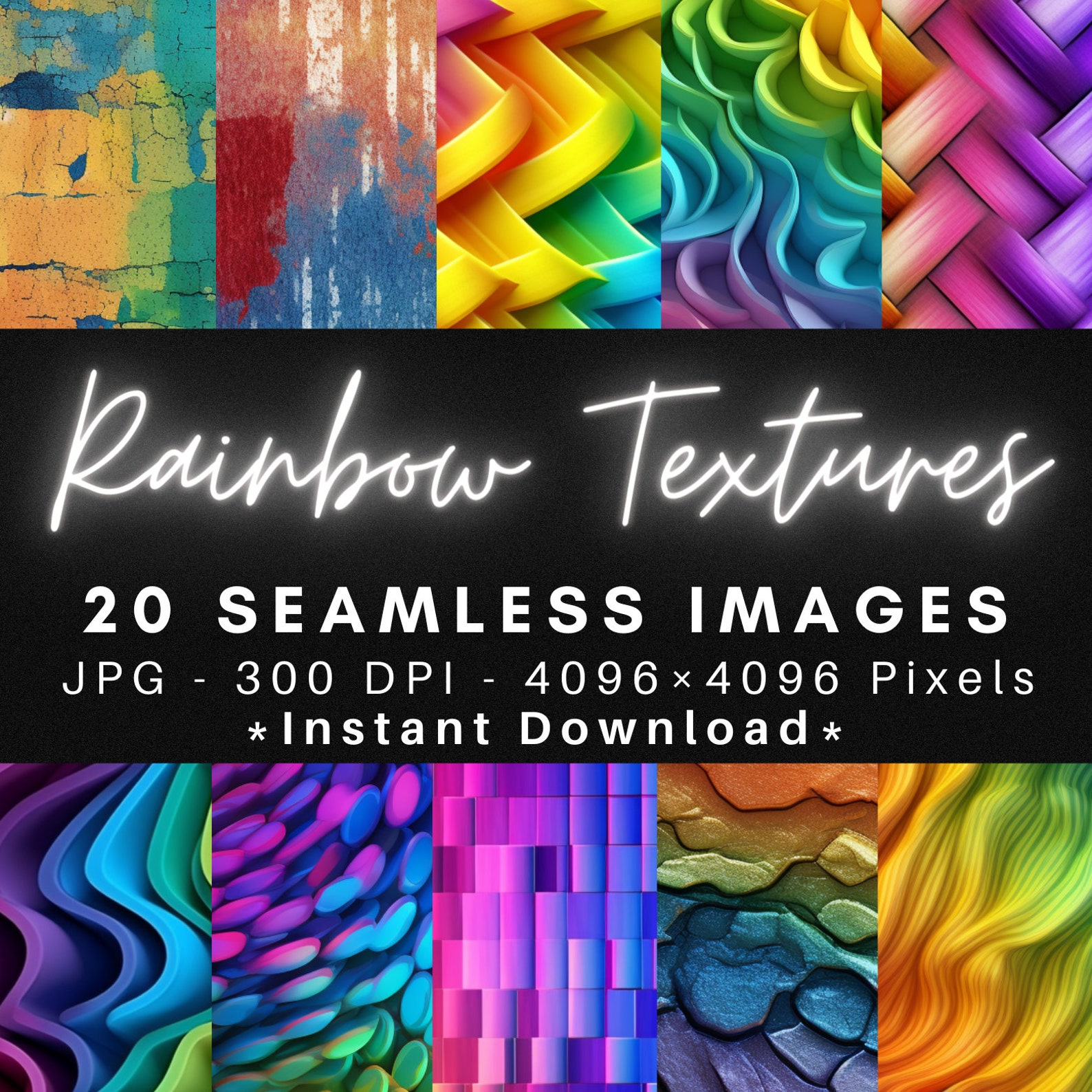 Rainbow Textures - 20 Seamless Texture Patterns Digital Paper - Etsy