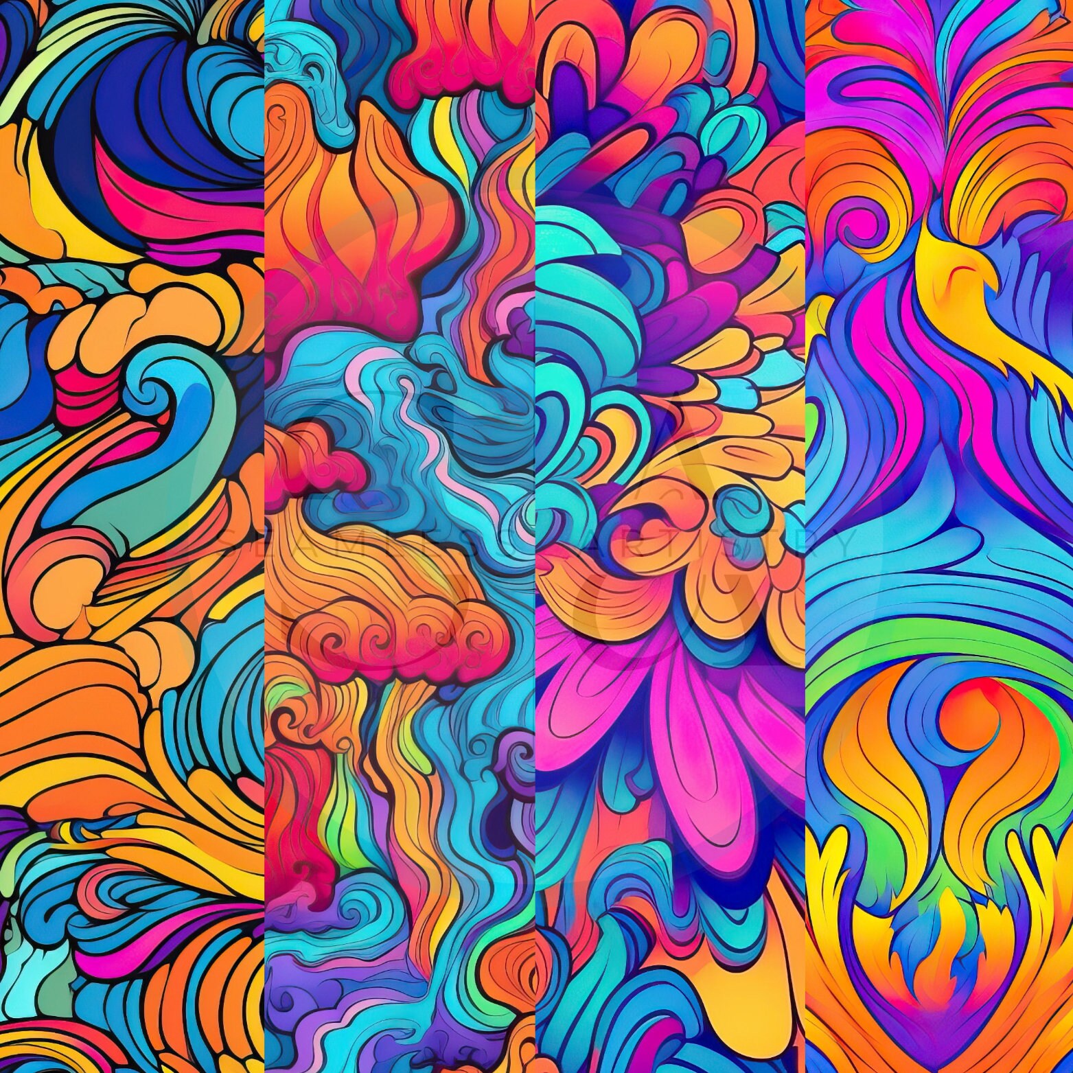 Psychedelic Trippy - 20 Seamless Texture Patterns Digital Paper - Etsy