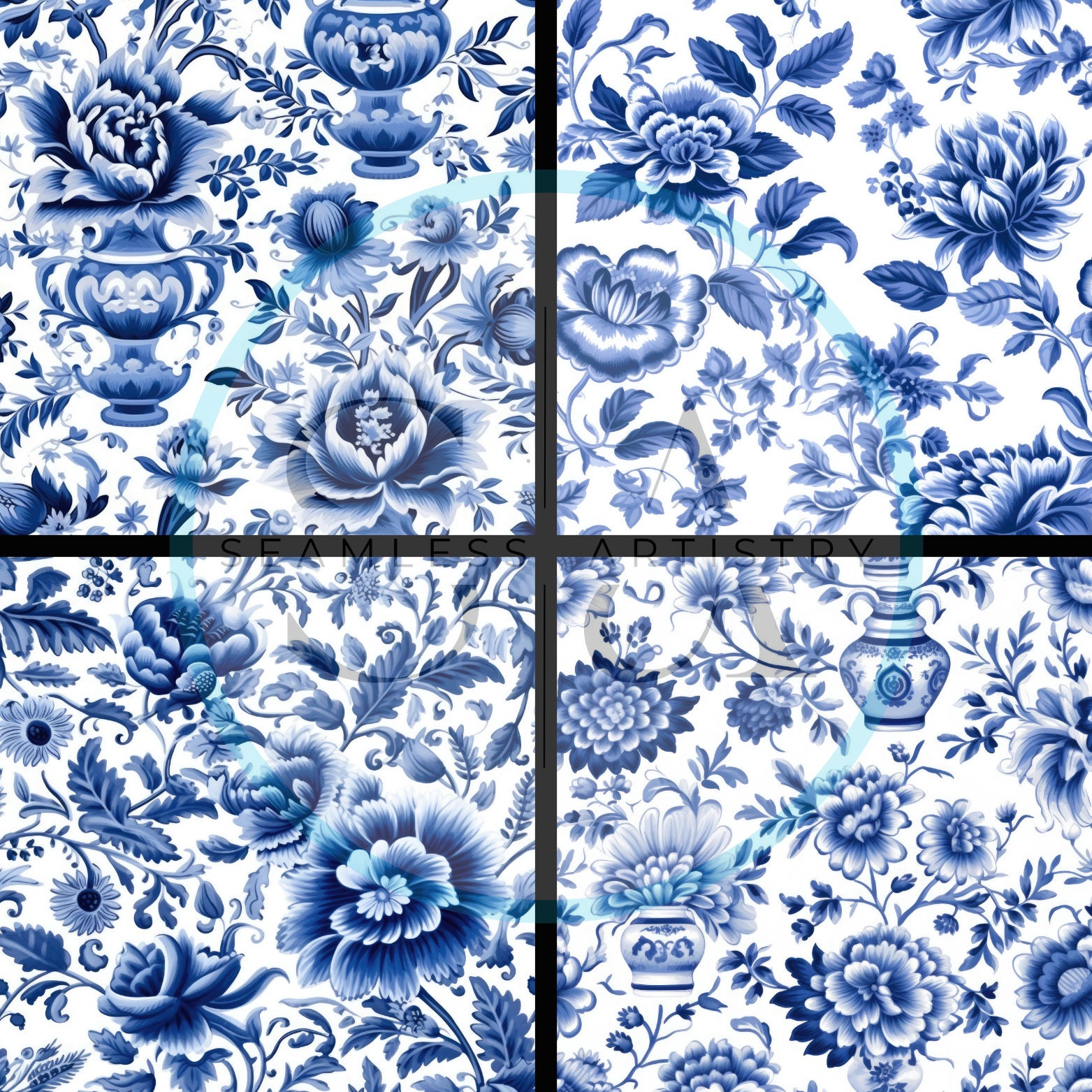 Delft Blue - 20 Seamless Texture Patterns Digital Paper - Etsy