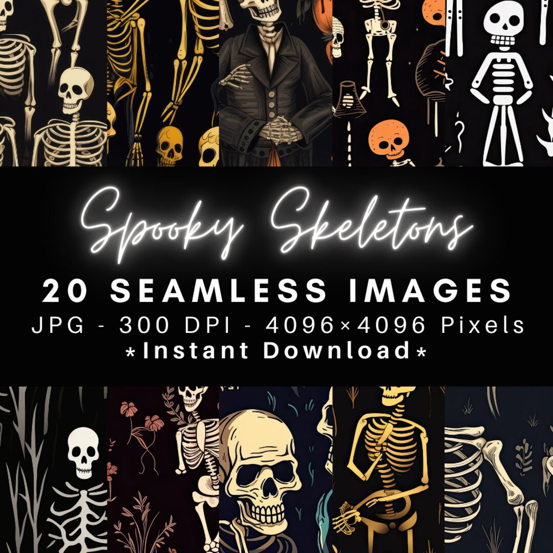 Spooky Skeletons - 20 Seamless Texture Patterns Digital Paper - Etsy