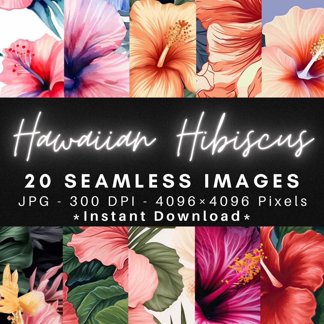 Hawaiian Hibiscus - 20 Seamless Texture Patterns Digital Paper - Etsy