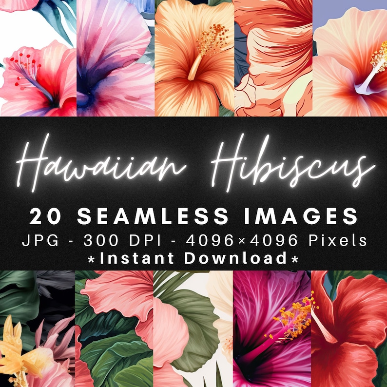 Hawaiian Hibiscus - 20 Seamless Texture Patterns Digital Paper - Etsy