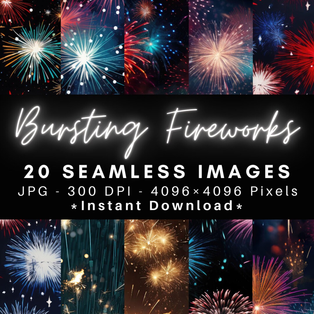 Bursting Fireworks - 20 Seamless Patterns Textures Digital Paper - Etsy