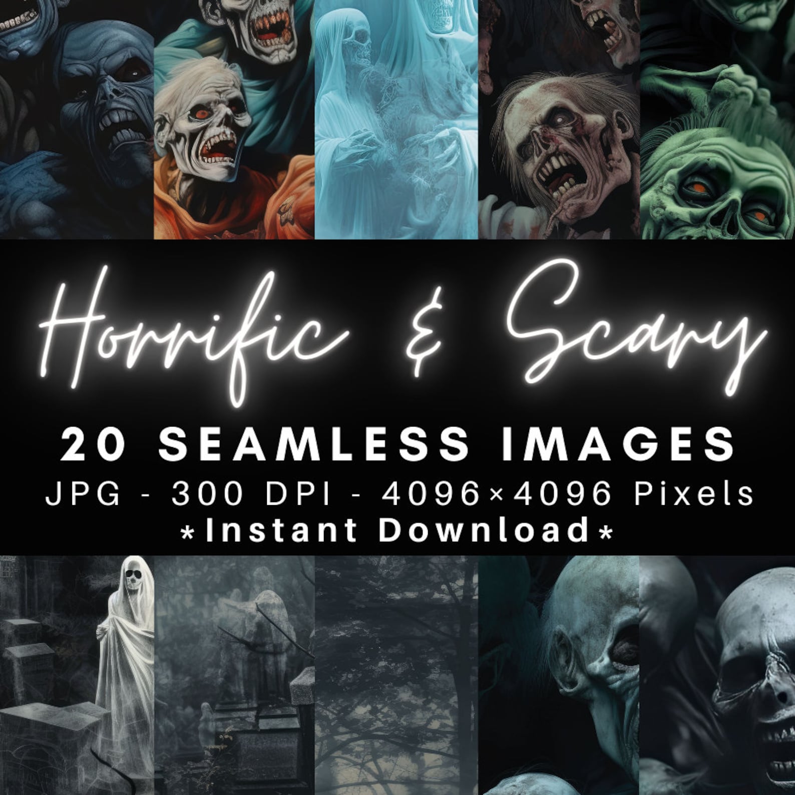 Horrific & Scary - 20 Seamless Texture Patterns Digital Paper - Etsy