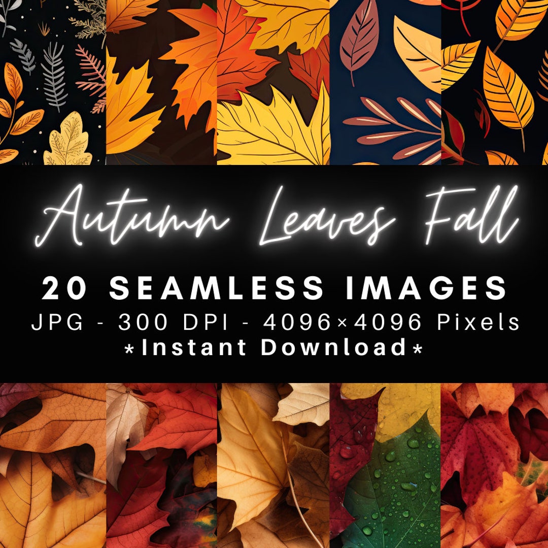 Autumn Leaves Fall - 20 Seamless Texture Patterns Digital Paper - Etsy