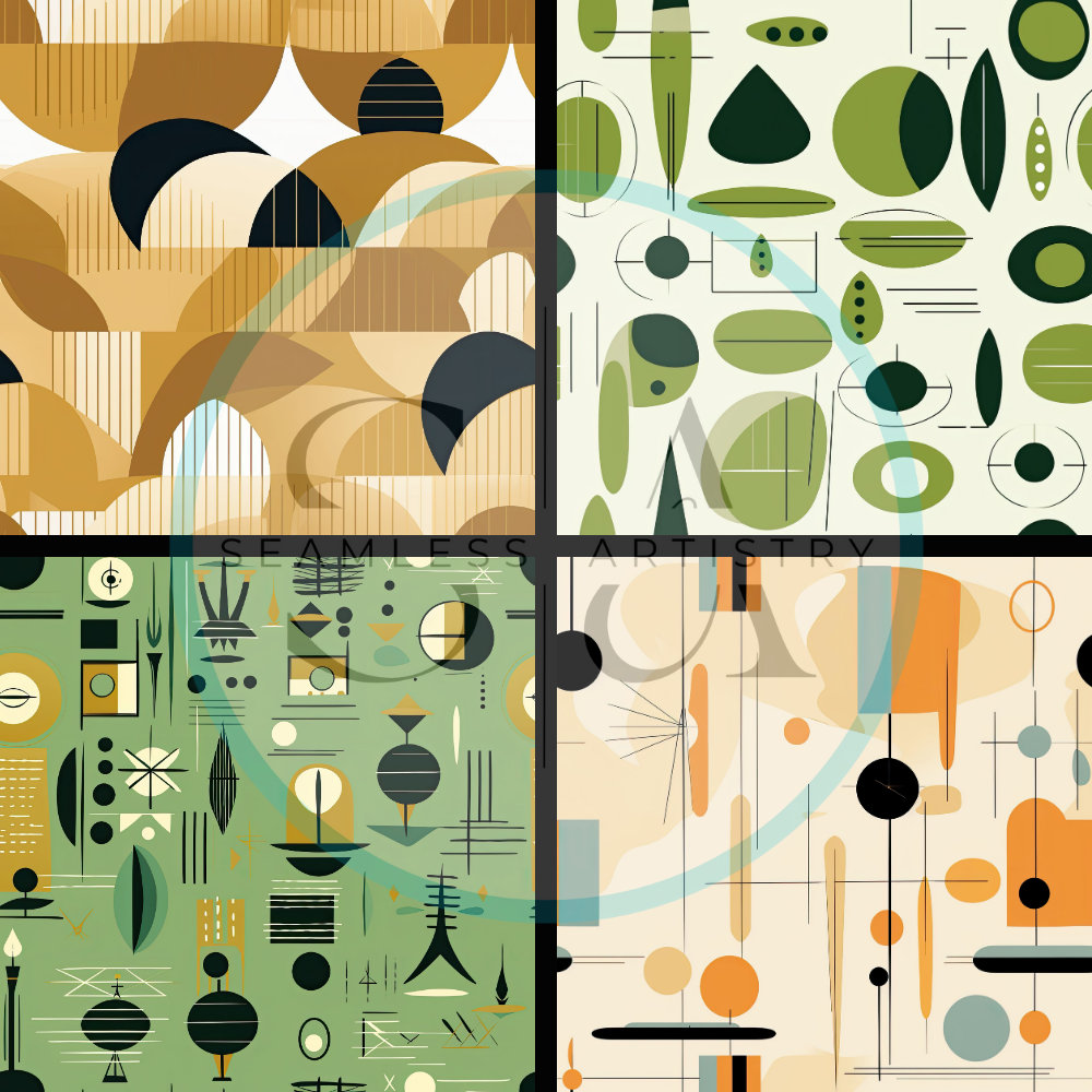 Mid-century Modern Patterns - 20 Seamless Texture Patterns Digital ...