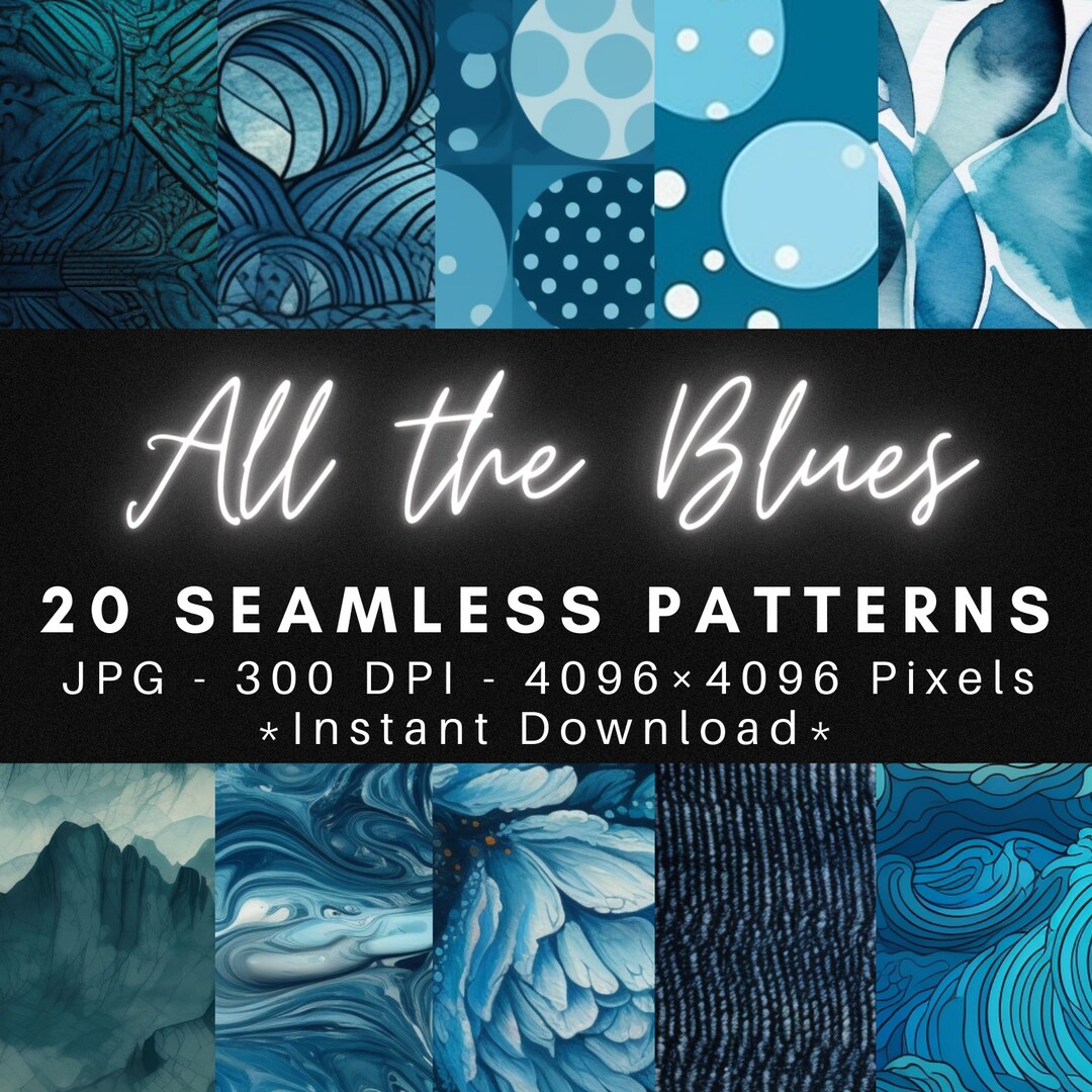 All the Blues - 20 Seamless Patterns Textures Digital Paper - Etsy