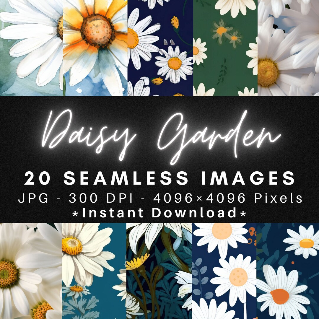 Daisy Garden - 20 Seamless Texture Patterns Digital Paper - Etsy