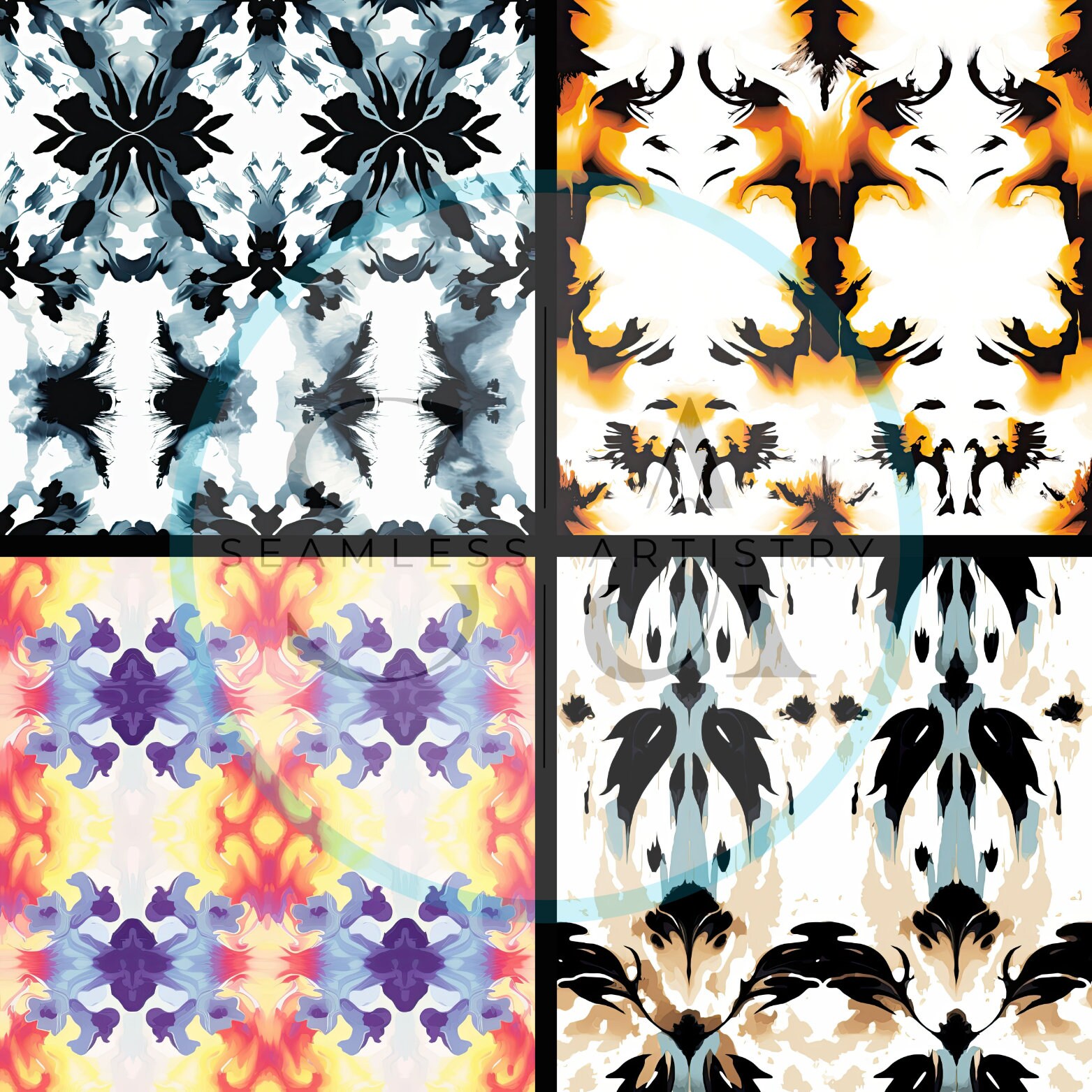 Rorschach Test - 20 Seamless Texture Patterns Digital Paper - Etsy