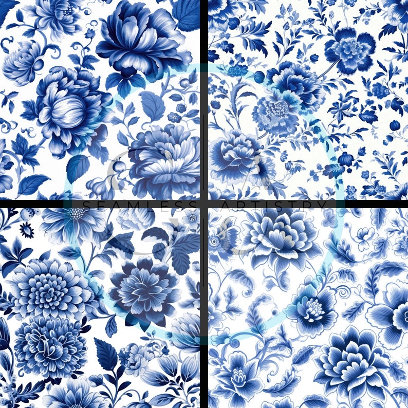 Delft Blue - 20 Seamless Texture Patterns Digital Paper - Etsy