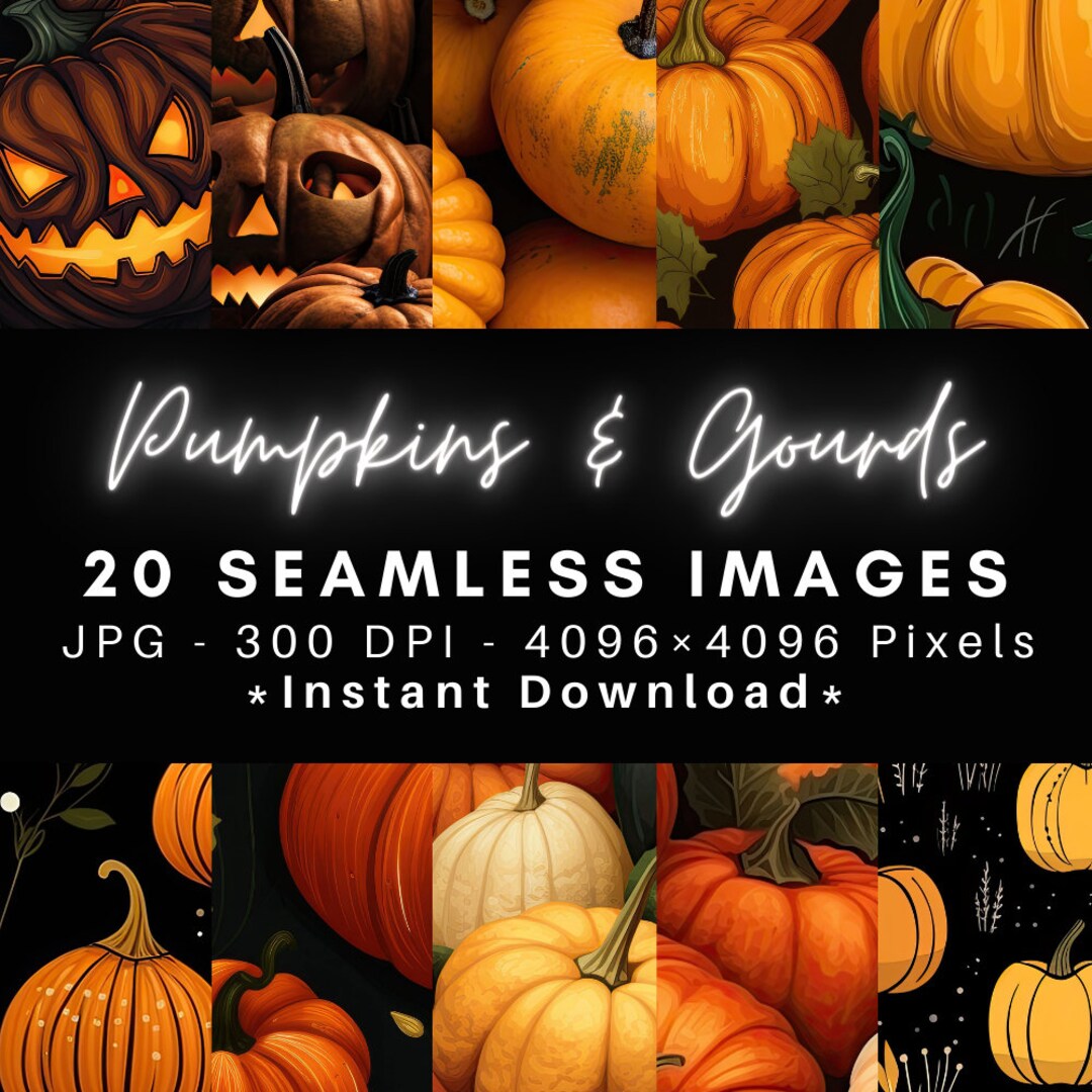 Pumpkins & Gourds - 20 Seamless Texture Patterns Digital Paper - Etsy