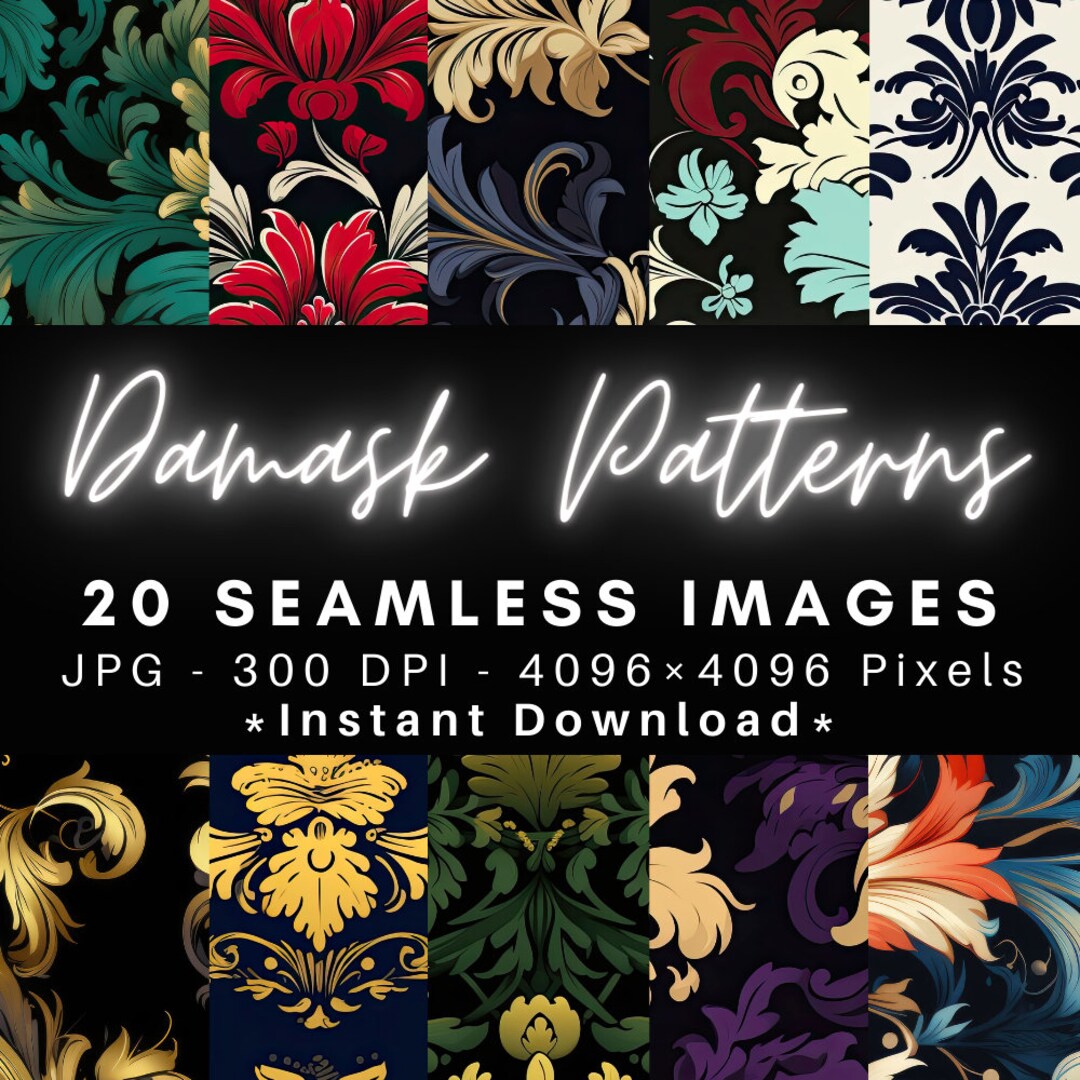Damask Patterns - 20 Seamless Texture Patterns Digital Paper - Etsy