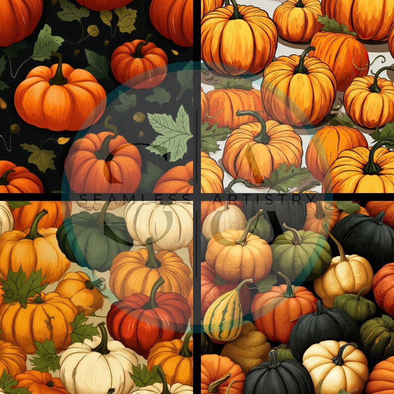 Pumpkins & Gourds - 20 Seamless Texture Patterns Digital Paper - Etsy